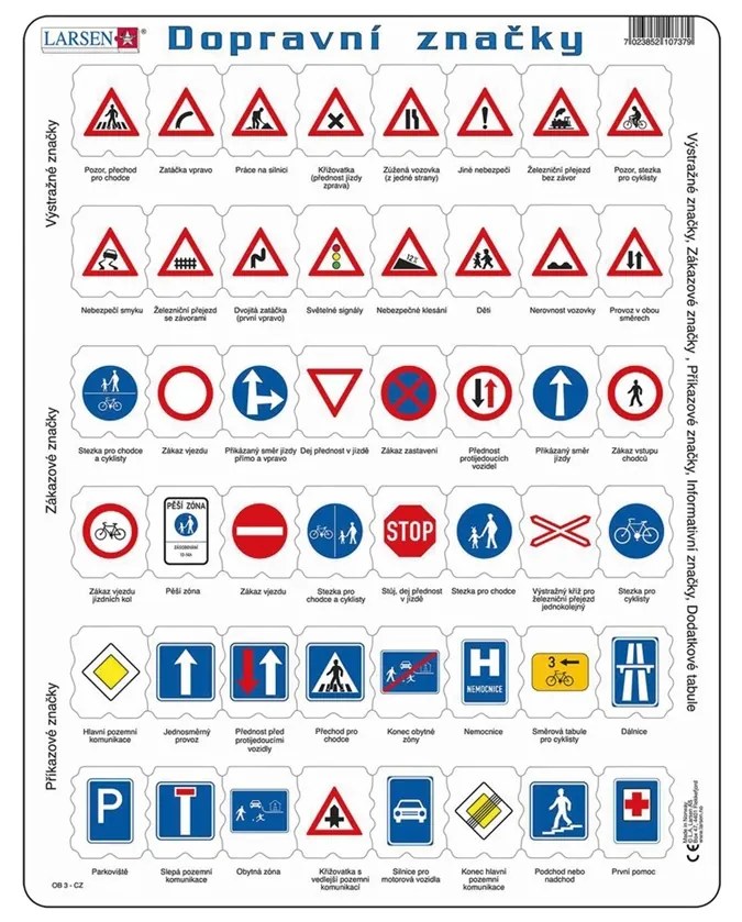 Larsen Vzdělávací puzzle Dopravní značky 48 dílků