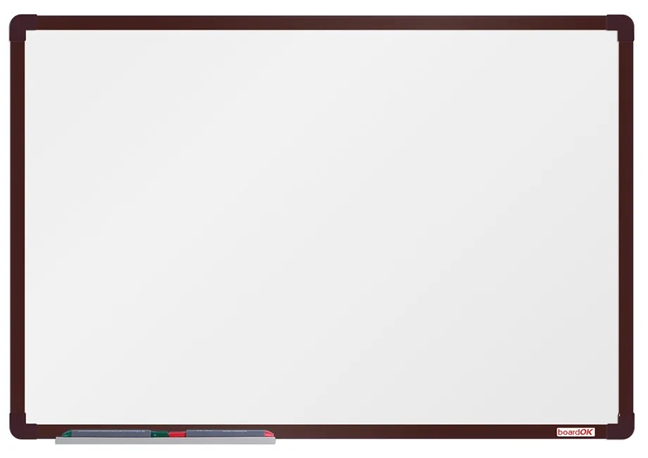 Bílá magnetická popisovací tabule boardOK, 60 x 90 cm, hnědý rám