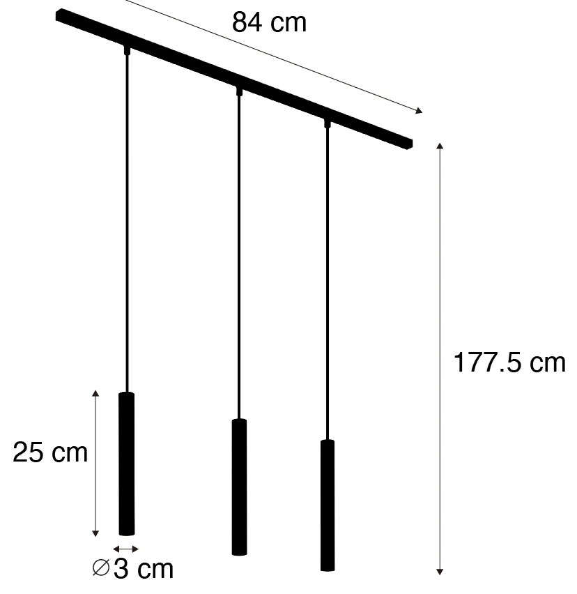 Moderní kolejnicový systém se 3 černými závěsnými světly 1-fázový - Slimline Keno
