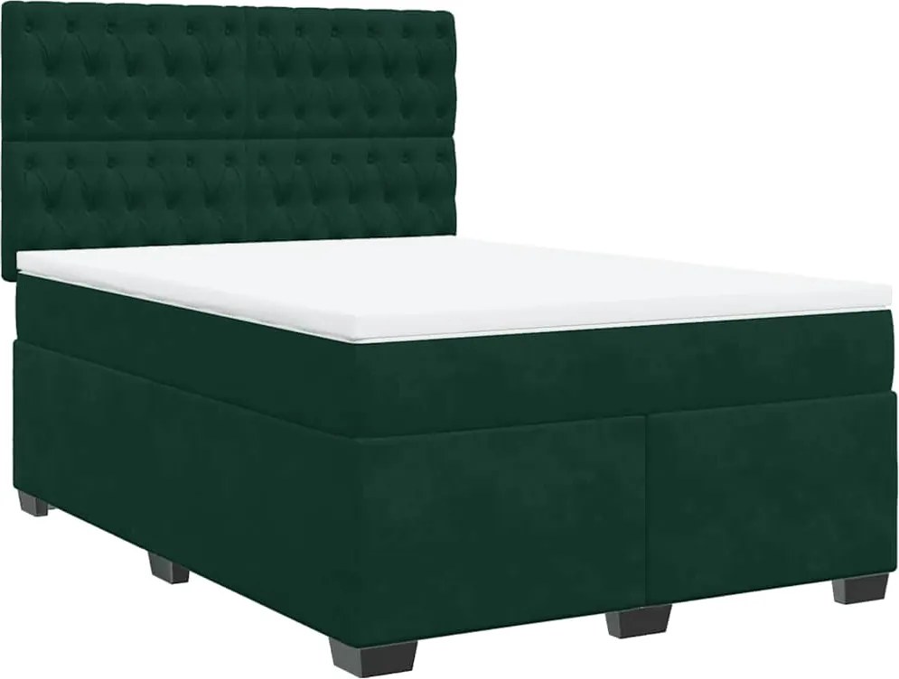 Box spring postel s matrací tmavě zelená 160x200 cm samet 3293263