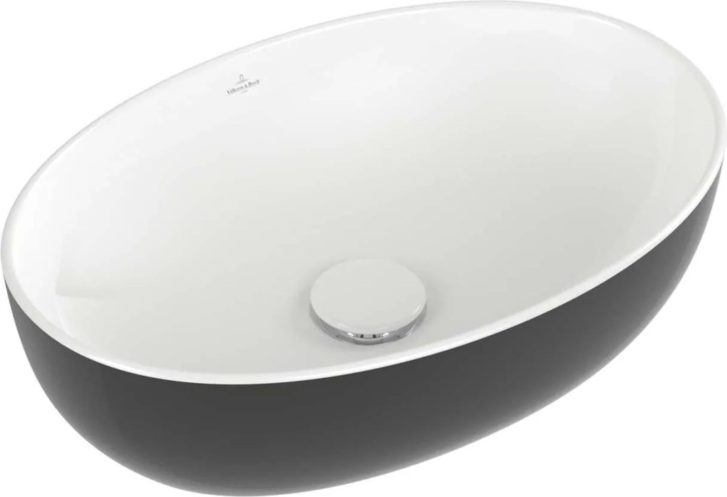 Villeroy & Boch Artis - Umyvadlo na desku, 49x33 cm, bez přepadu, bez otvoru pro baterii, Coal Black 438848BCT8