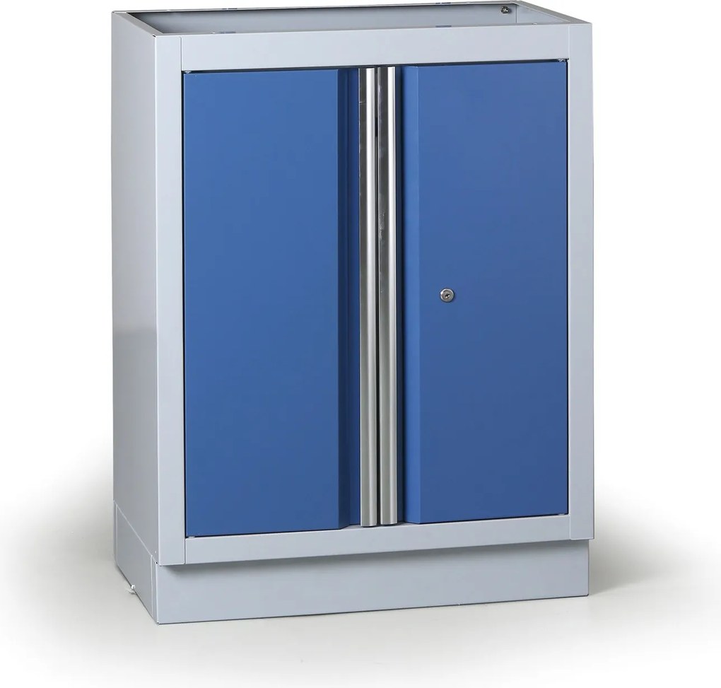Dílenská policová skříňka spodní k pracovní desce G2, 1 police, 680 x 455 x 910 mm, modrá