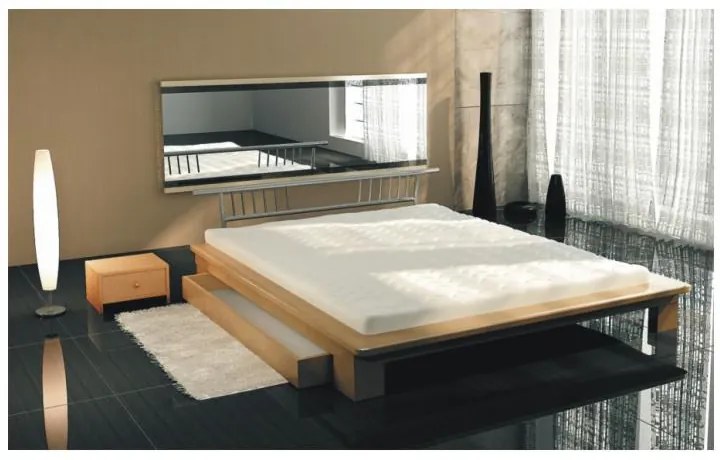 Tempo Kondela Manželská postel s matrací a roštem, buk, 160x200, KAPITOL 80220 03020920