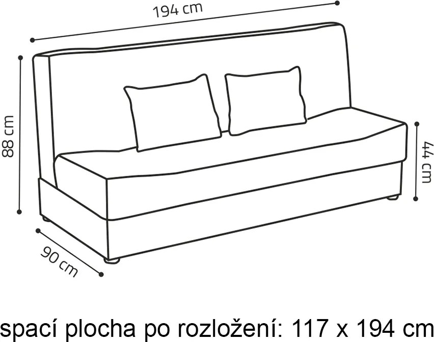 Pohovka Sonia | 194 cm | rozkládací + úložný prostor | run again 80 světle šedá