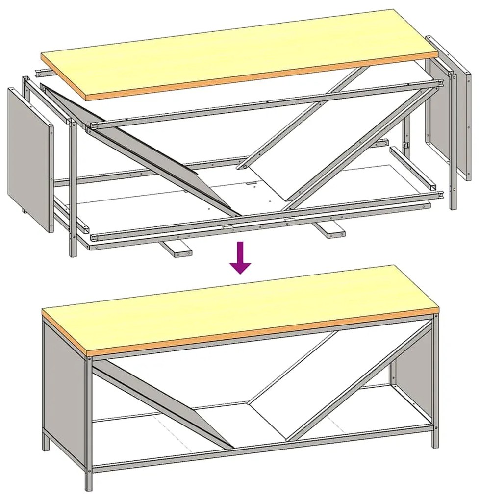 vidaXL Stojan na palivové dřevo s dřevěnou horní deskou bílý
