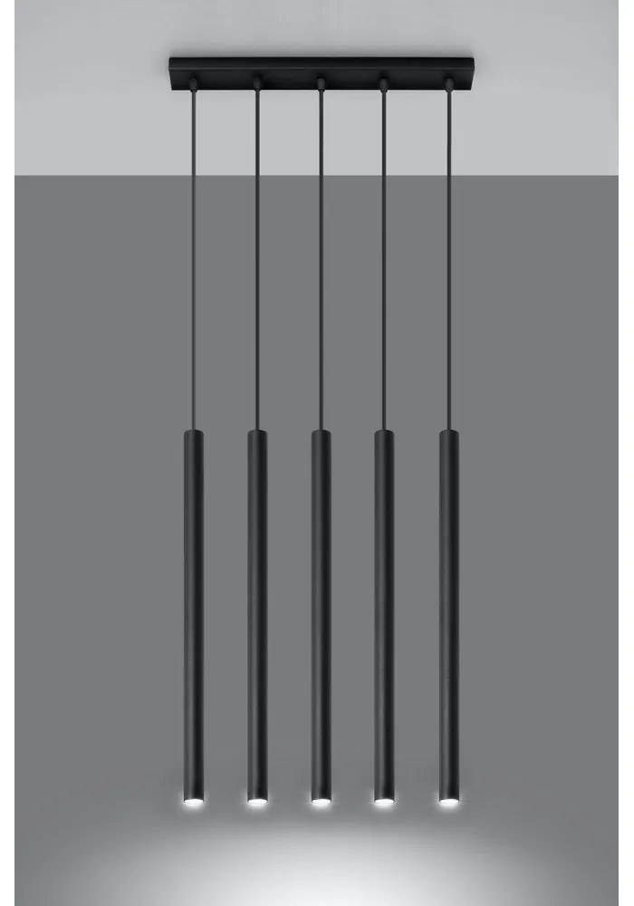 Černé závěsné svítidlo Sollux Fideus, délka 45 cm
