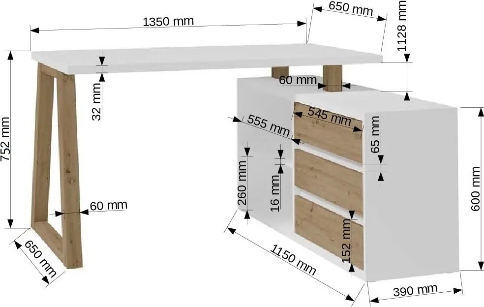 ADRK Furniture Rohový stůl IWO II