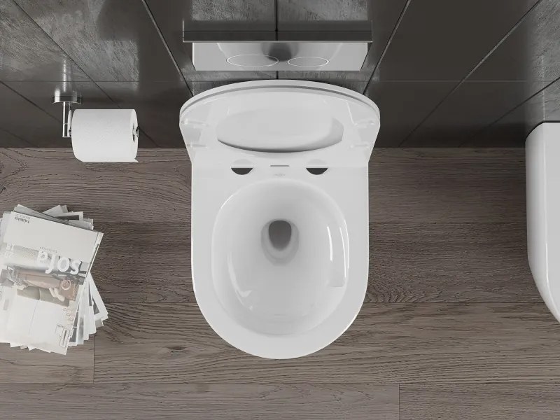 Mexen Carmen, závěsná WC mísa 490x365x340 mm, Rimless Tornádo, bílá lesklá, 3388XX00T