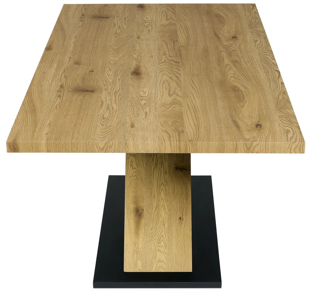 Jídelní stůl AT-3018 OAK, 160x90 cm, MDF laminovaná dub, kov černý matný lak