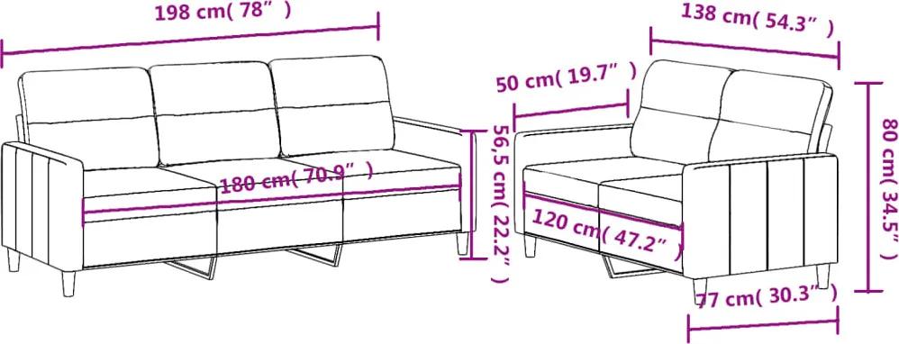 vidaXL 2dílná sedací souprava s poduškami textil [3201605] Barva: Tmavě šedá