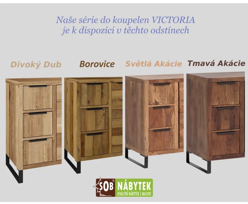 Koupelnová komoda široká z masivu Victoria divoký dub
