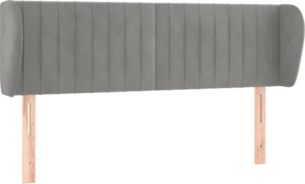 Čelo postele typu ušák světle šedé 147x23x78/88 cm samet 3117430