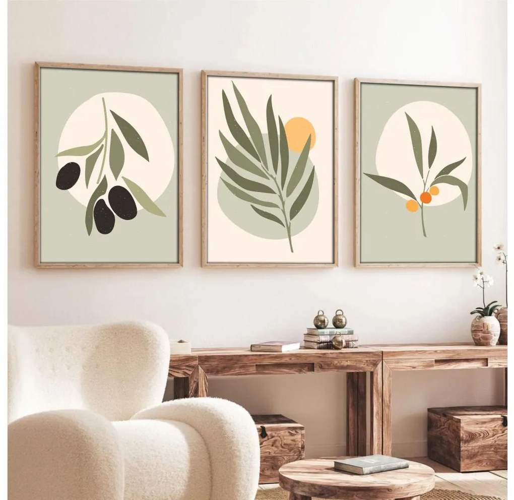 Asir SADA 3x Obraz ve fotorámečku 50x70 cm listy 693BSE1173