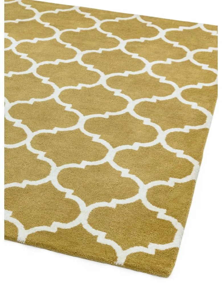 Okrově žlutý ručně tkaný vlněný koberec 80x150 cm Albany – Asiatic Carpets