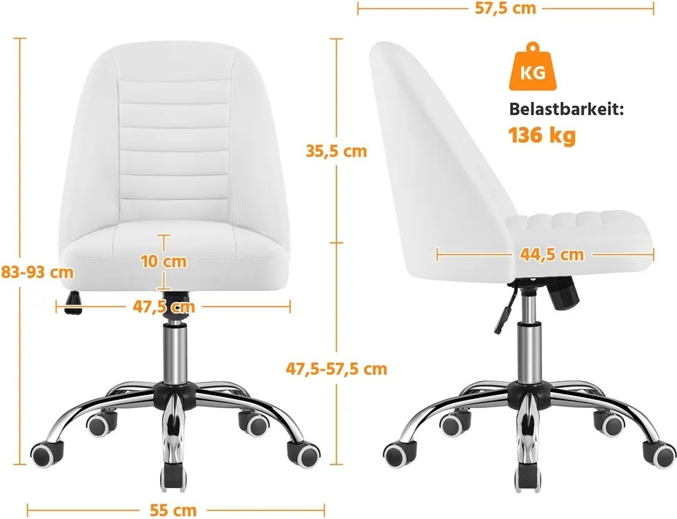 Kancelářská židle Yaheetech – bílá (266295264353)