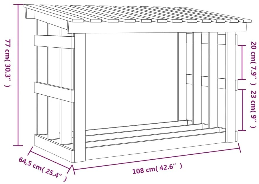 vidaXL Stojan na dřevo bílý 108 x 64,5 x 77 cm masivní borovice