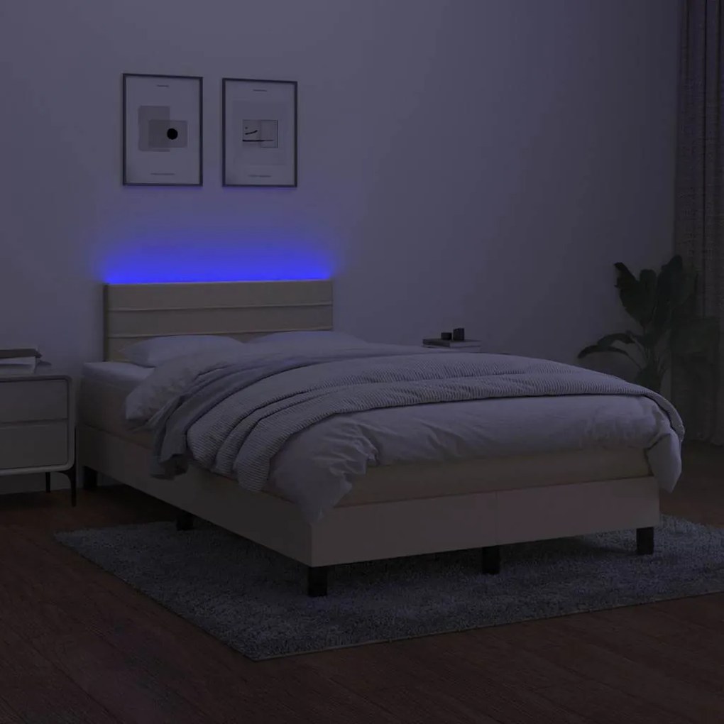 Box spring postel s matrací a LED krémová 120 x 200 cm textil 3133226