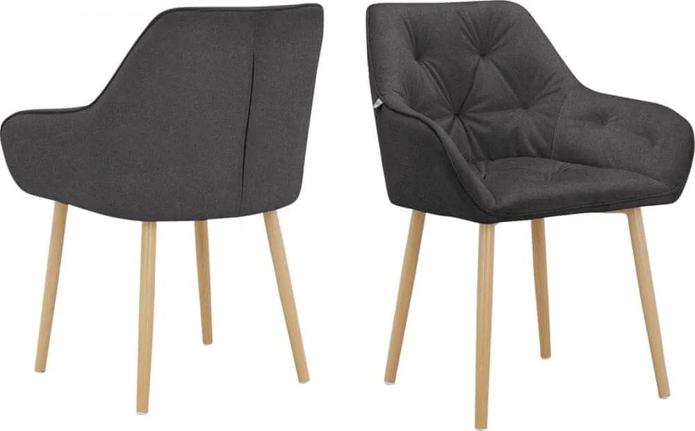 Danish style Jídelní židle Betty (SADA 2 ks), samet, dub / antracitová