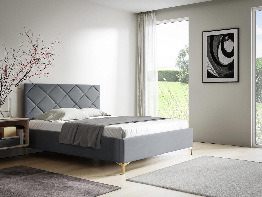 Eka Čalouněná postel DIAMOND+ 180x200 cm Barva látky Trinity: (2305) Tmavá béžová, Úložný prostor: S dřevěným rámem úložného prostoru