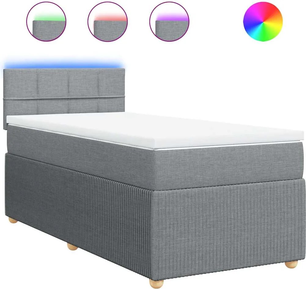 Box spring postel s matrací světle šedá 90x200 cm textil 3289639