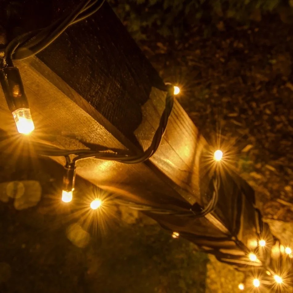 Easy Fix LED světelný řetěz, 20 m, venkovní, teple bílá, 120 diod, černý kabel, IP67
