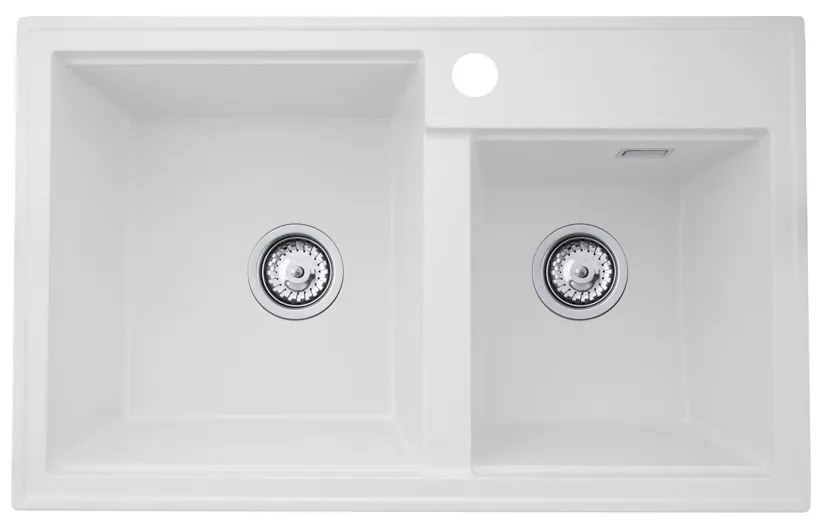 Gamma Modern 8020, 2-komorový granitový dřez 795x495x210 mm, bílá, GMA-ZLE000032