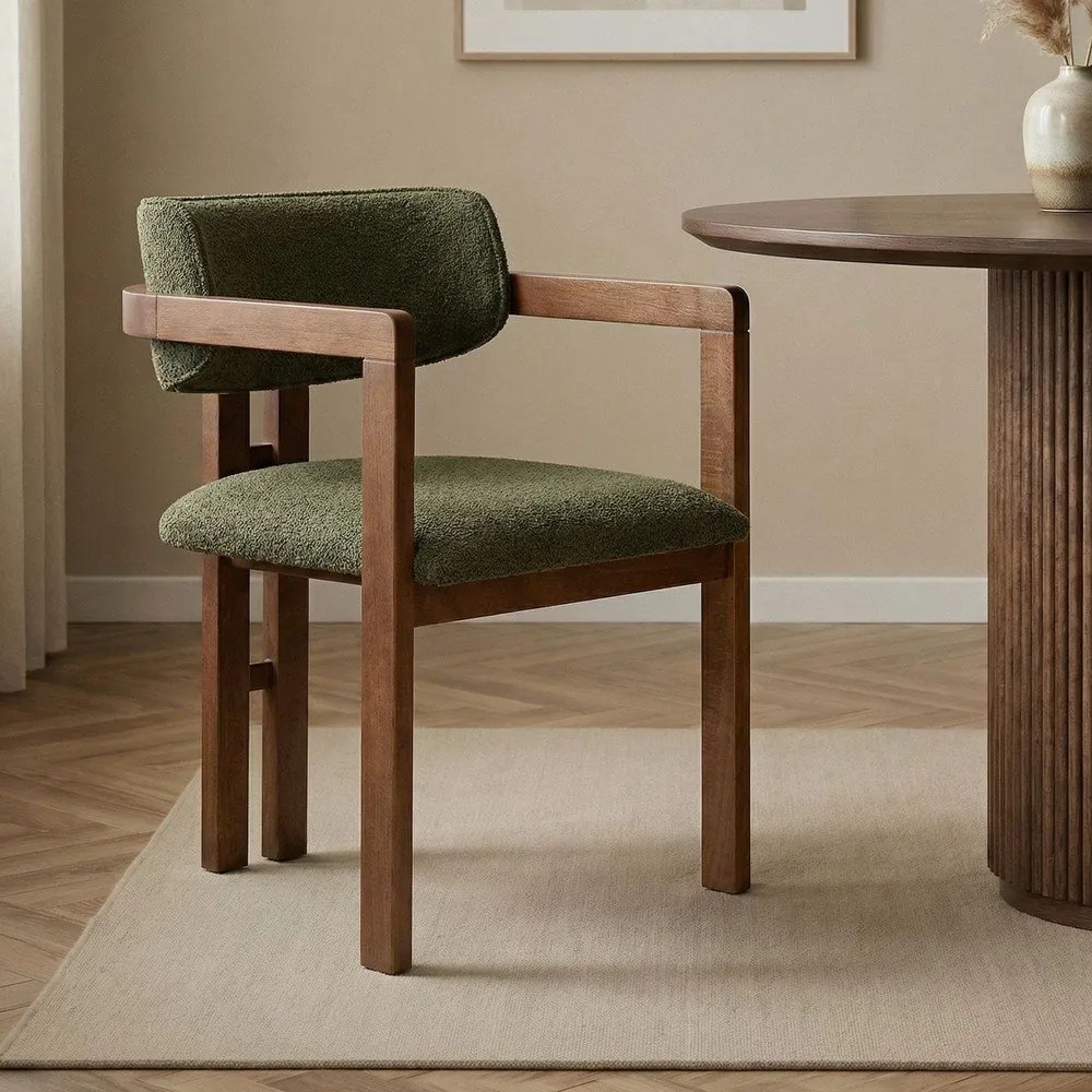 Tmavě zelené jídelní křeslo s područkami Toscana – Kalune Design