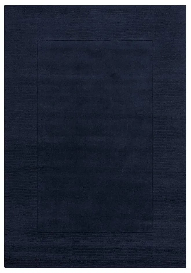 Tmavě modrý ručně tkaný vlněný koberec 120x170 cm Textured Wool Border – Flair Rugs