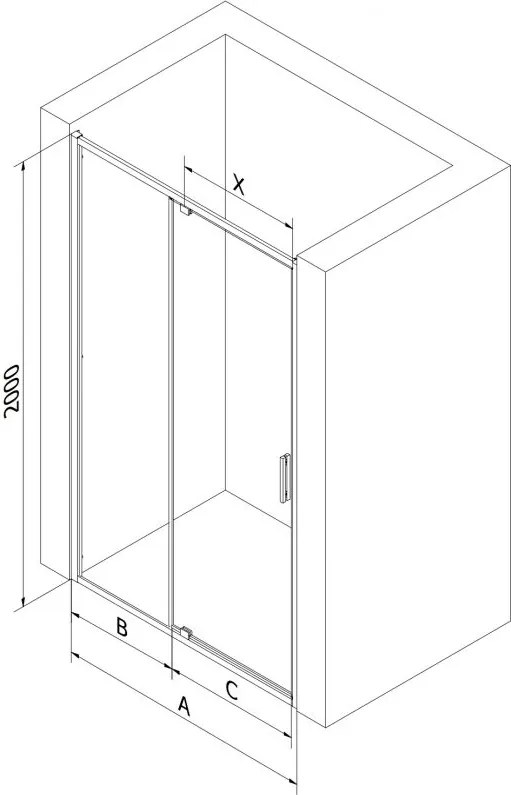 Mexen Exo, výklopné sprchové dveře 95 cm, čiré sklo, zlatá, 819-095-000-50-00