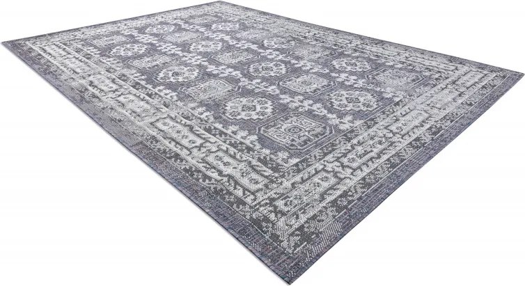 Kusový koberec Sion Sisal Ornament 2832 blue/pink/ecru – na von aj na doma, 80x150, šedá, chodba / predsieň, Dywany Łuszczów