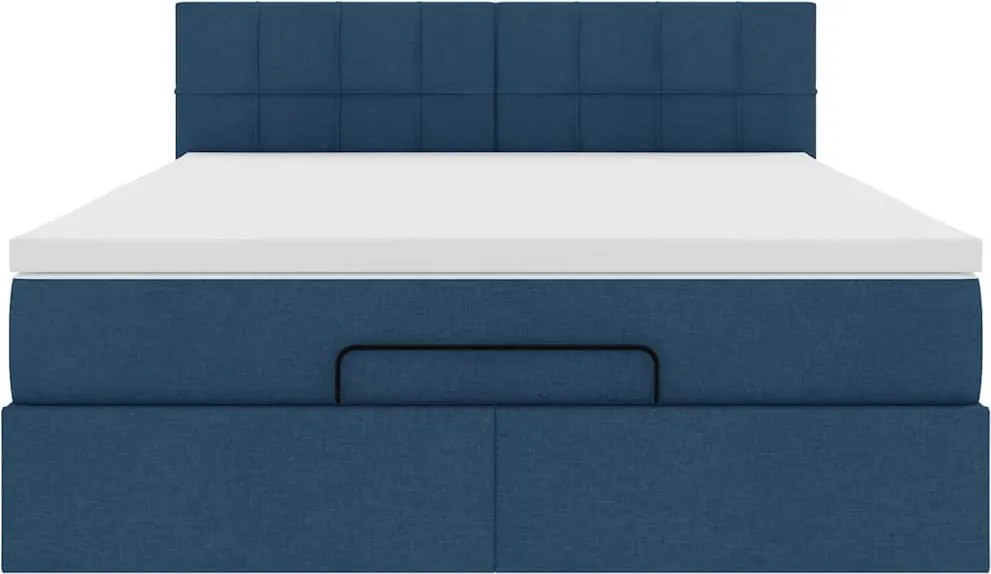 Osmanský postel s matrací modrá 140x190 cm textil 3311462