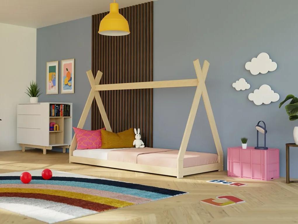 Benlemi Dětská domečková postel SIMPLY 2v1 ve tvaru teepee Zvolte barvu: Béžová, Zvolte rozměr: 90x180 cm