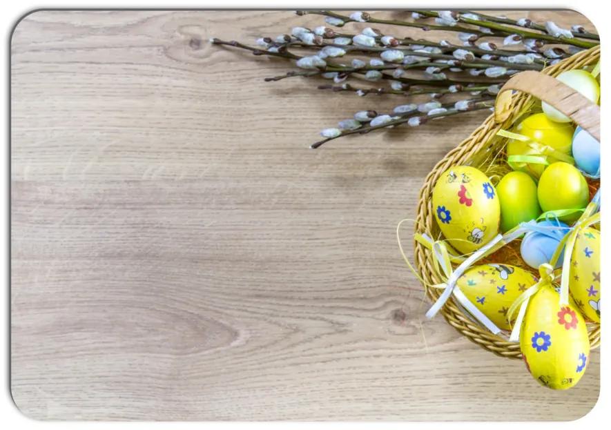 Velikonoční prostírání - 018, Vajíčka v košíku