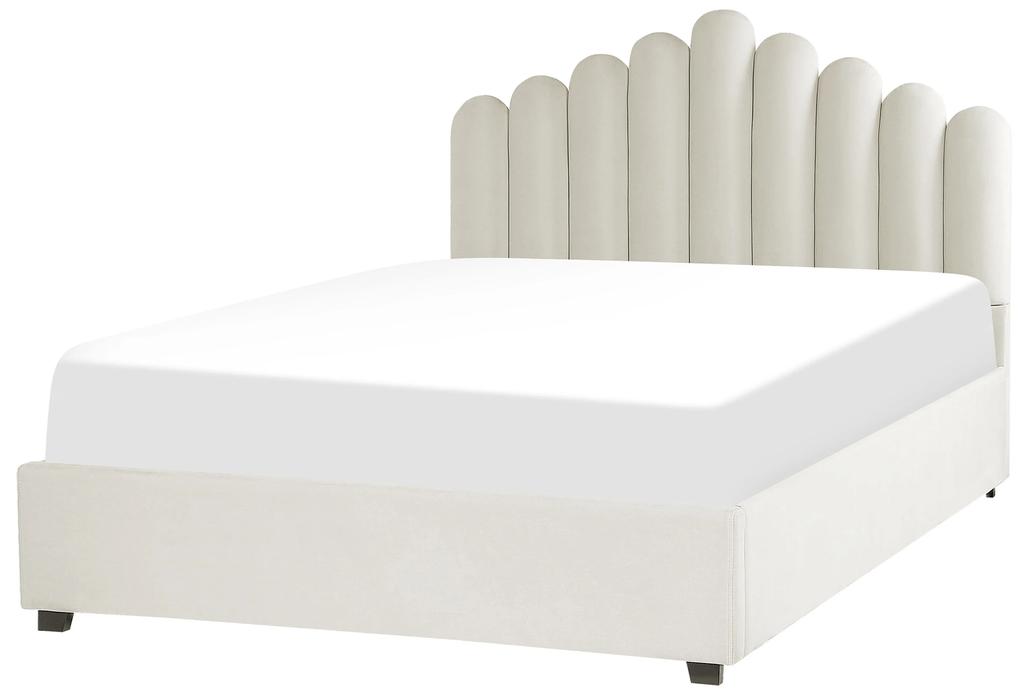 Sametová postel s úložným prostorem 140 x 200 cm krémová VINCENNES Beliani