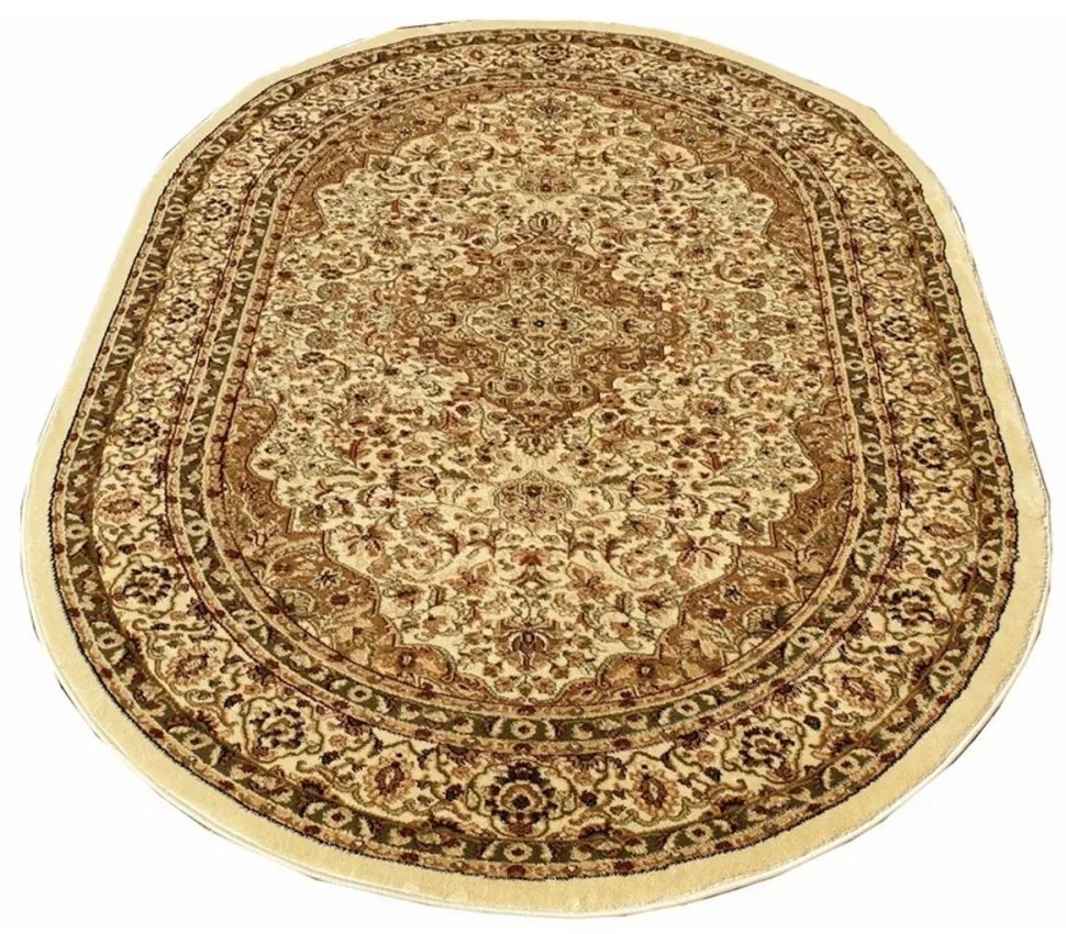 Kusový koberec klasický vzor 6 béžový ovál, Velikosti 140x190cm