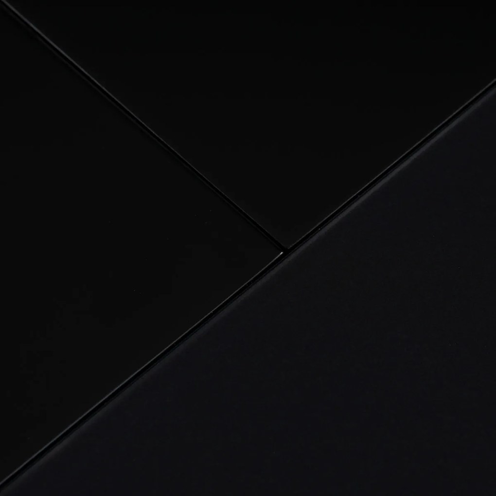 AUTRONIC Jídelní stůl 110+40x70 cm, černá 4 mm skleněná deska, MDF, černý matný lak