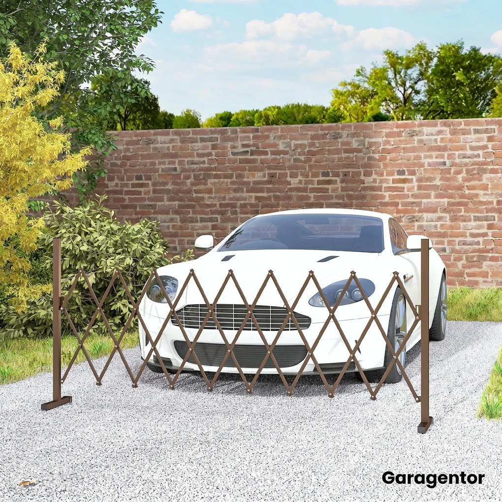 Outsunny Sklopná a Roztahovací Bezpečnostní Brána 250D x 31Š x 104V cm Hliník Metal Čokoládová