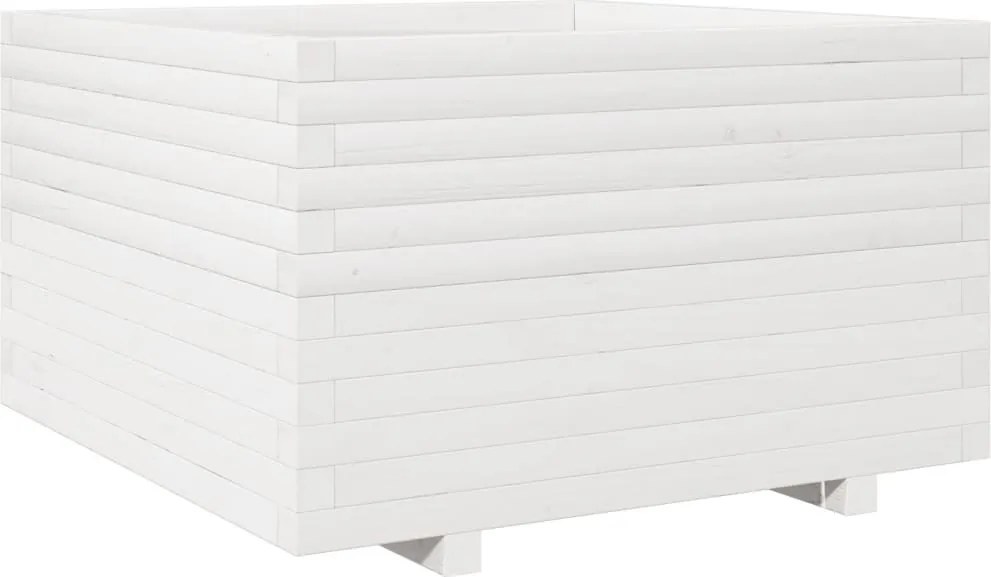 Zahradní truhlík bílý 80 x 80 x 49,5 cm masivní borové dřevo 3282530