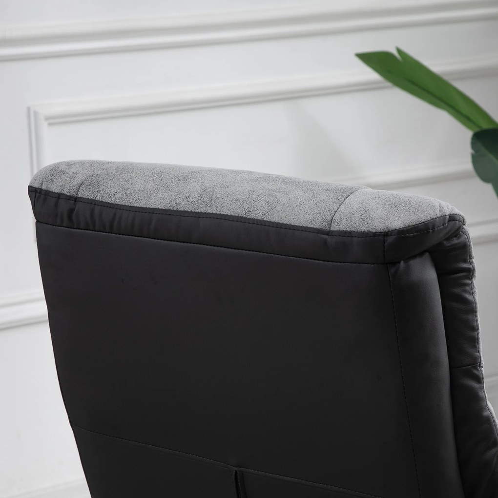 HOMCOM polohovací křeslo s taburetem, otočné TV křeslo s funkcí polohování, mikrovlákno šedé, 78x82,5x109 cm, ideální pro obývací pokoj a relaxaci | …