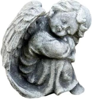 Zahradní betonová dekorace sedící anděl - 12*13*14cm