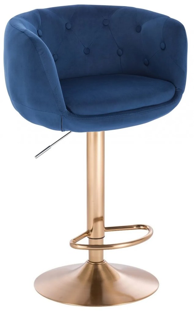 LuxuryForm DESIGN Barová židle MONTANA VELUR na zlaté kulaté podstavě - modrá