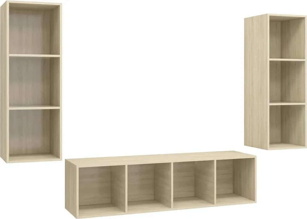 3dílný set TV skříněk dub sonoma kompozitní dřevo 3079748