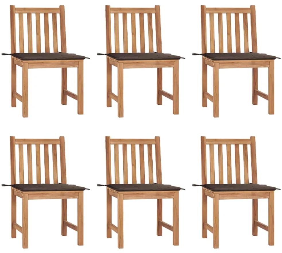 Zahradní židle 6 ks s poduškami masivní teak,  3073123