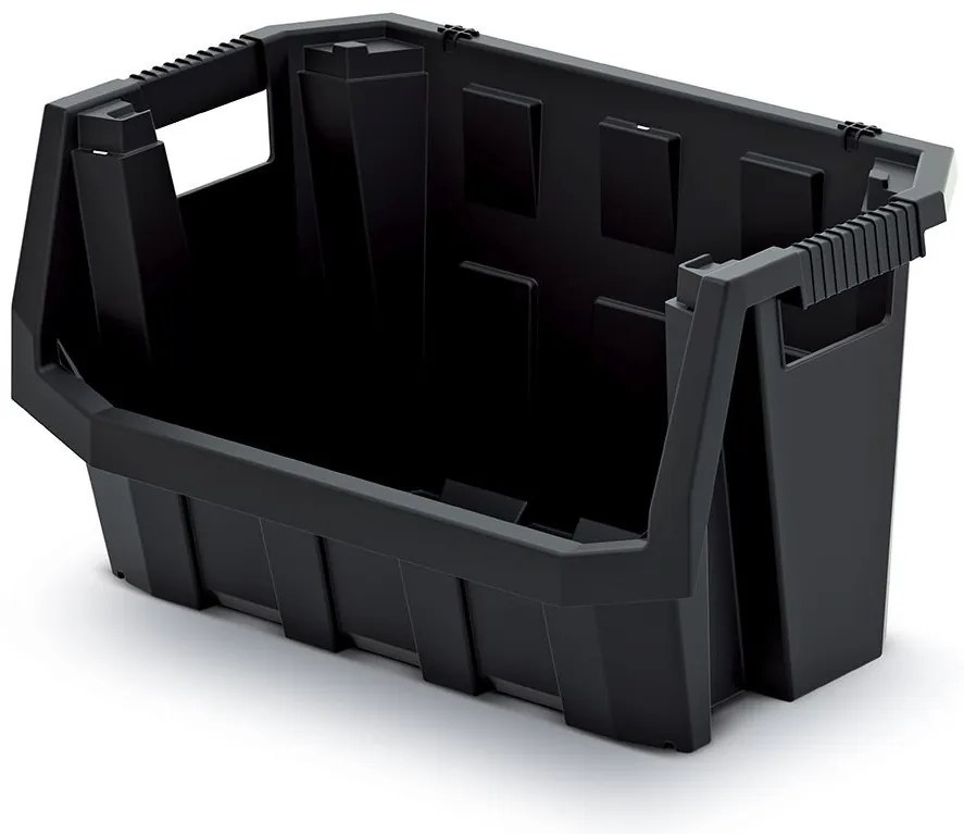 Prosperplast Dílenský úložný box se zkosenou hranou HEAVY DUTY, černý, 40 × 29 × 28 cm, M