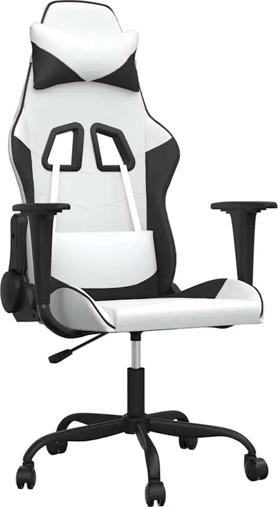 Herní židle bílá a černá umělá kůže 3143651