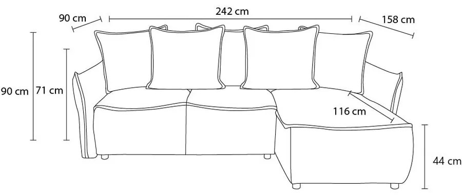 Světle šedá rozkládací rohová pohovka (pravý roh) Leon – Bobochic Paris