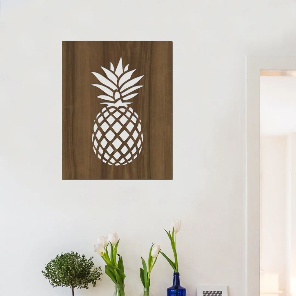 dřevo života Dřevěná dekorace na zeď ANANAS Rozměry (cm): 20x25, Barevný vzor: Černá