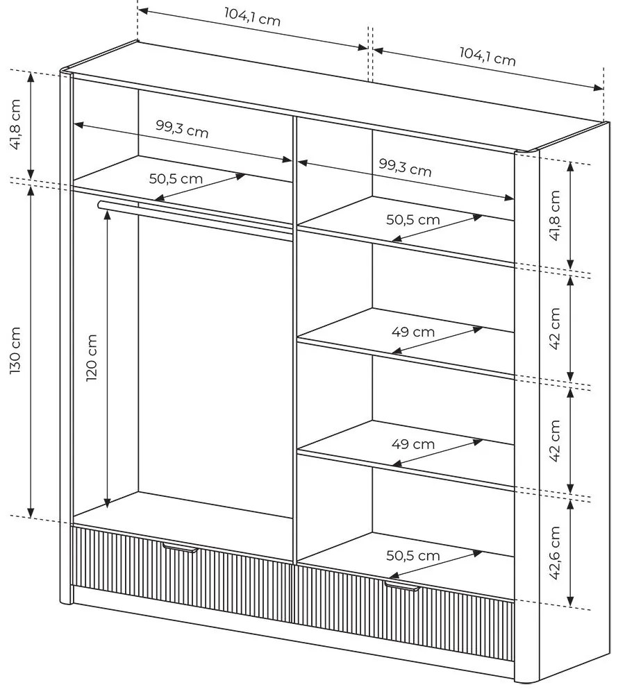 LANTE b | šatní skříň H | 213 cm | se zrcadly | béžová/zlatá