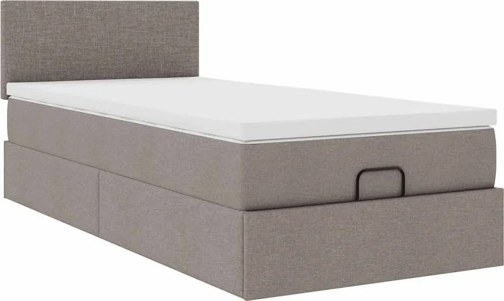Osmanský rám postele s matrací taupe 90x190cm textil 3312191