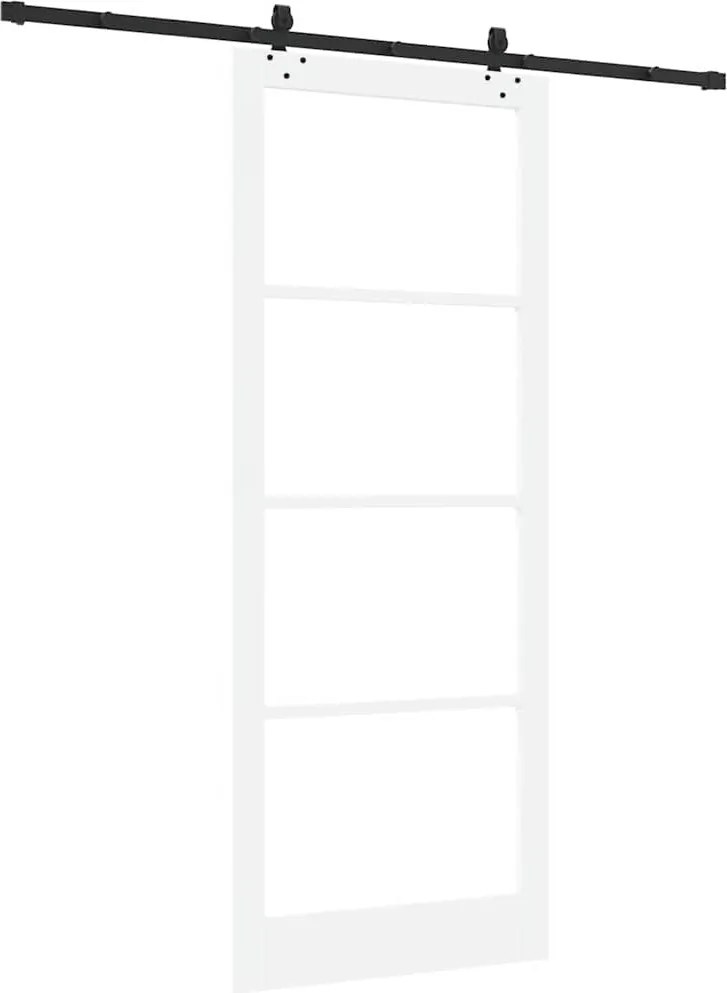 Posuvné dveře Bílá 93 x 232 cm Masivní borové dřevo a sklo 3332320